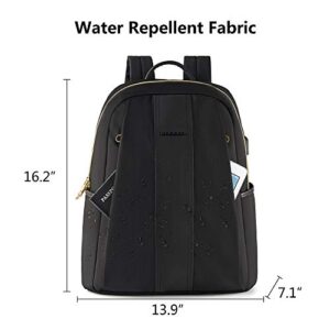 KROSER Laptop Backpack 15.6 Inch Lightweight School Computer Backpack Water-Repellent Nylon Casual Daypack with USB Charging Port for Travel/Business/College/Women/Men-Black