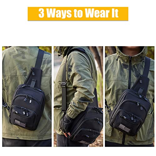 Pvnoocy Tactical Sling Bag Compact EDC Bag Concealed Carry Shoulder Bag Chest Pack for Range, Travel, Hiking, Hunting, Cycling, Outdoor Sports