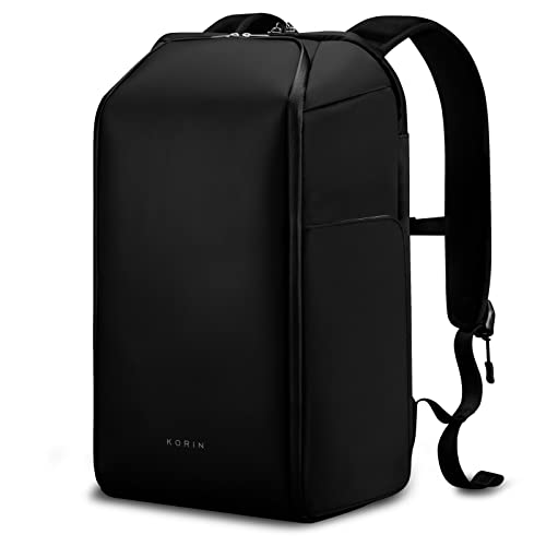 KORIN Laptop Bag For Men Women - Laptop Backpack 15.6" Travel Backpack With USB Charging Port, Original Design Flippack Anti-Theft Shool Backpack For Traveling, Hiking, Commuting, Black