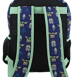 Disney Star Wars Mandalorian Baby Yoda Boy's Girl's Adult 16 Inch School Backpack (One Size, Blue/Green)