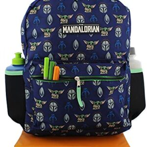 Disney Star Wars Mandalorian Baby Yoda Boy's Girl's Adult 16 Inch School Backpack (One Size, Blue/Green)