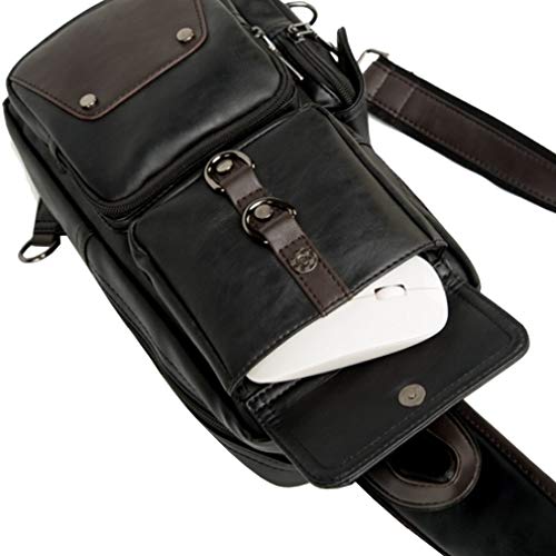 Leather Cool Sling Bag Crossbody Backpack for Men Women Outdoor Travel Camping Fishing Hunting Hiking Handbag Cross Body Shoulder Chest Pack Daypack