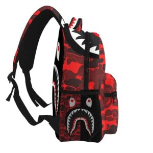 Ujxoihl Shark Camo Red Camo Backpacks Travel Laptop Daypack School Bags For Teens Men Women One Size