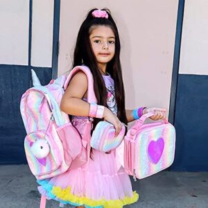 mibasies Kids Unicorn Backpack for Girls Rainbow School Bag (Rainbow Glitter)