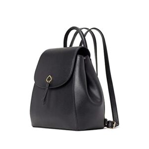 kate spade adel medium flap leather backpack (black)