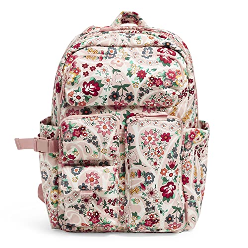 Vera Bradley womens Cotton Utility Large Backpack Bookbag, Prairie Paisley - Recycled Cotton, One Size US