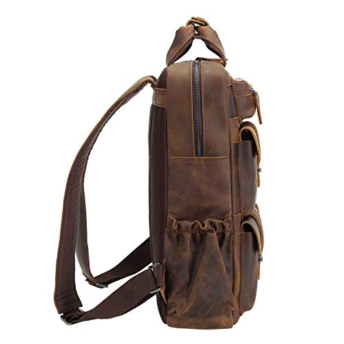 Polare Cowhide Leather Multiple Laptop Backpack Day Pack School Bag Travel Bag Satchel For Men