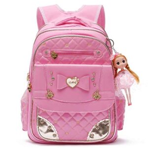 ao ali victory backpack for girls, waterproof kids backpacks school bag toddler bookbags cute travel daypack (large, a-pink)