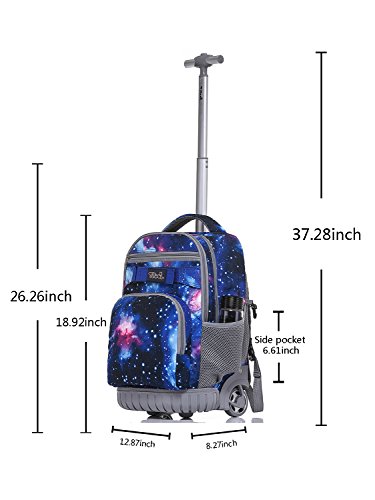 Tilami Rolling Backpack 18 inch Boys and Girls Laptop Backpack, Galaxy