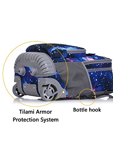 Tilami Rolling Backpack 18 inch Boys and Girls Laptop Backpack, Galaxy