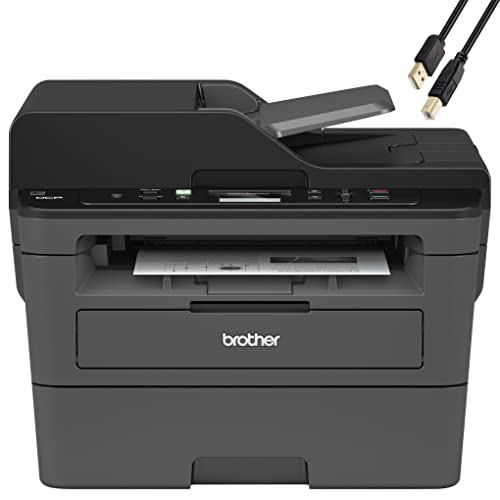 Brother DCP-L2550DWA All-in-One Wireless Monochrome Laser Printer - Print Scan Copy - 36 ppm, 2400 x 600 dpi, 8.5 x 14, 250-Sheet, 50-Sheet ADF, Automatic Duplex Printing, Broage Printer Cable