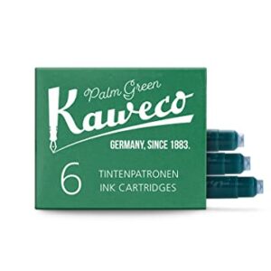 Kaweco Fountain Pen Ink Cartridges Palm Green for Cartridge Fountain Pens with Short Standard Cartridges I 6 Fountain Pen Cartridges Fountain Pen Many Brand Manufacturers I Ink for Fountain Pen Green