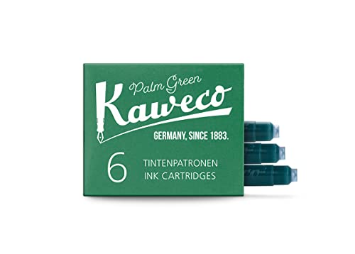 Kaweco Fountain Pen Ink Cartridges Palm Green for Cartridge Fountain Pens with Short Standard Cartridges I 6 Fountain Pen Cartridges Fountain Pen Many Brand Manufacturers I Ink for Fountain Pen Green