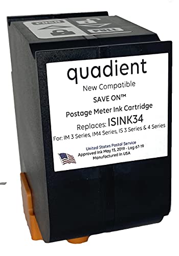 New Compatible ISINK34 Quadient Neopost Compatible Ink Cartridge for IM 3, IM4, IS3 & 4 Series Mailing Machines - Manufactured w/ New Components