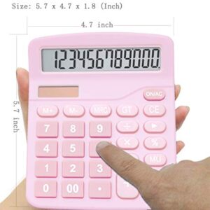 Calculators, BESTWYA 12-Digit Dual Power Handheld Desktop Calculator with Large LCD Display Big Sensitive Button (Pink, Pack of 1)