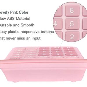 Calculators, BESTWYA 12-Digit Dual Power Handheld Desktop Calculator with Large LCD Display Big Sensitive Button (Pink, Pack of 1)