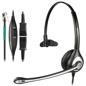 wantek corded office telephone headset rj9 with noise cancelling mic and quick disconnect compatible with polycom vvx310 vvx311 vvx410 vvx411 shoretel 230 480 avaya 1408 1416 5410 mitel 5220(600qs3)