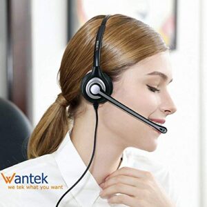 Wantek Corded Office Telephone Headset RJ9 with Noise Cancelling Mic and Quick Disconnect Compatible with Polycom VVX310 VVX311 VVX410 VVX411 Shoretel 230 480 Avaya 1408 1416 5410 Mitel 5220(600QS3)