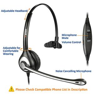 Wantek Corded Office Telephone Headset RJ9 with Noise Cancelling Mic and Quick Disconnect Compatible with Polycom VVX310 VVX311 VVX410 VVX411 Shoretel 230 480 Avaya 1408 1416 5410 Mitel 5220(600QS3)