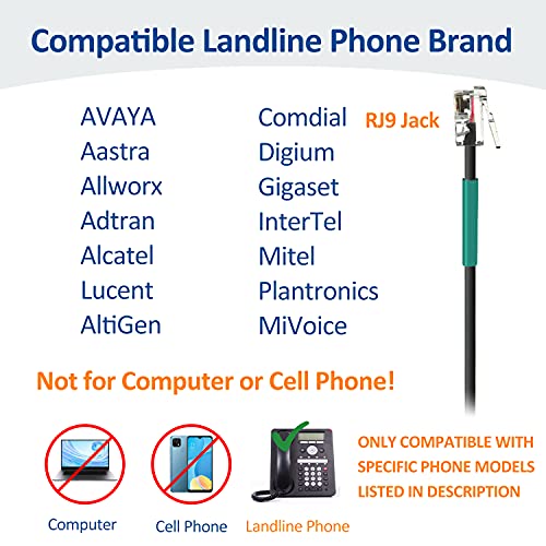 Wantek Corded Office Telephone Headset RJ9 with Noise Cancelling Mic and Quick Disconnect Compatible with Polycom VVX310 VVX311 VVX410 VVX411 Shoretel 230 480 Avaya 1408 1416 5410 Mitel 5220(600QS3)