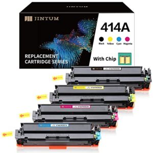 414a toner cartridge (with chip) replacement for hp 414a 414x w2020a w2021a w2022a w2023a for hp color pro mfp m479fdw m454dw m479fdn m454dn m479dw m480f printers (black cyan magenta yellow, 4-pack)