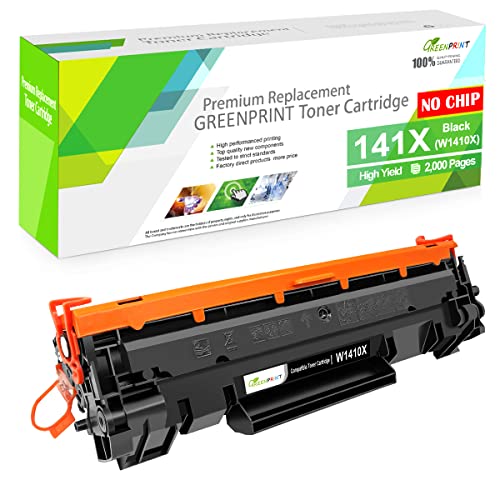 【NO CHIP, with Tool】 Compatible Toner Cartridge 141X W1410X ( W1410A, 141A ) Black High Yield, 2000 Pages for HP Laserjet M110w, M110we; HP Laserjet MFP M139we, M140w, M140we Printer GREENPRINT