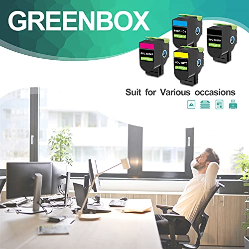 GREENBOX Remanufactured Toner Cartridge Replacement for Lexmark 801H 80C1HK0 801HK 80C1HC0 801HC 80C1HM0 801HM 80C1HY0 801HY, High Yield for CX410 CX410de CX410dte CX510 CX510de CX510dthe CX510dhe