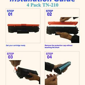 4-Pack ColorPrint Compatible TN210 Toner Cartridge Replacement for Brother TN-210 TN210BK Used for MFC-9325CW MFC 9320CW 9120CN 9125CN MFC-9010CN HL-3075CW HL 3070CW 3040CN 3045CN Printer (BK,C,M,Y)