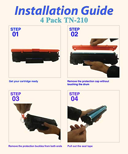 4-Pack ColorPrint Compatible TN210 Toner Cartridge Replacement for Brother TN-210 TN210BK Used for MFC-9325CW MFC 9320CW 9120CN 9125CN MFC-9010CN HL-3075CW HL 3070CW 3040CN 3045CN Printer (BK,C,M,Y)