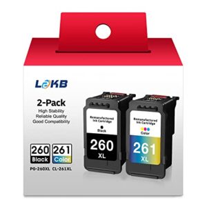 l2kb pg-260xl cl-261xl ink cartridge 260xl 261xl for canon 260 and 261 ink cartridges xl canon 260 black ink for canon pixma ts5320 ts6400 ts6420 tr7020 printers (1black/1tri-color, 2pk)