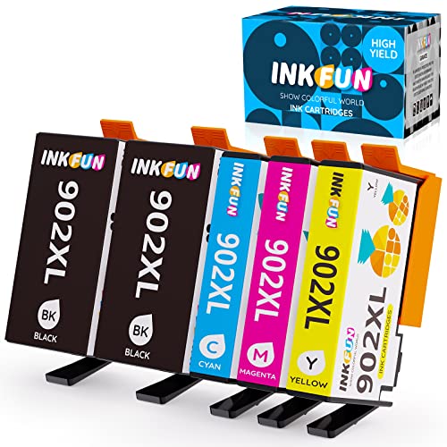 INKFUN 902XL Ink Cartridges for HP Printers Replacement for 902 XL Ink Cartridges of Officejet Pro 6968 6970 6978 6962 6958 6954 6960 6950Printer (902XL Ink Cartridges Combo Pack)