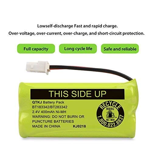 QTKJ BT183342 BT166342 BT266342 BT283342 BT162342 BT262342 Cordless Phone Battery for AT&T CL4940 EL52300 CL80113 CL80111 CL80112 VTech CS6114 CS6419 CS6719 CS6649 DS6151 Handset (Pack of 3)