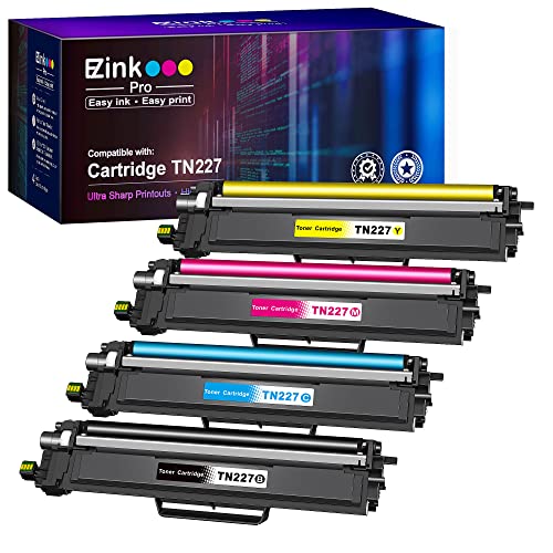 E-Z Ink Pro Compatible TN227 TN-227 Toner Cartridge Replacement for TN227 TN-227 TN227BK High Yield TN223 TN-223 Compatible with HL-L3290CDW HL-L3210CW MFC-L3750CDW MFC-L3710CW Printer (4 Pack)