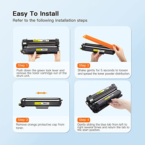 E-Z Ink Pro Compatible TN227 TN-227 Toner Cartridge Replacement for TN227 TN-227 TN227BK High Yield TN223 TN-223 Compatible with HL-L3290CDW HL-L3210CW MFC-L3750CDW MFC-L3710CW Printer (4 Pack)