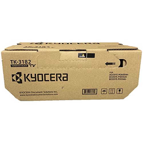 Kyocera TK-3182 Black Toner Cartridge for M3655idn / P3055dn Laser Printers, Up to 21000 Pages, Genuine (1T02T70USV)