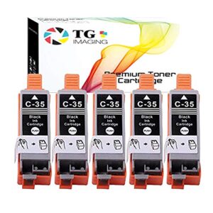 tg imaging (5xblack) compatible pgi35 ink cartridge replacement for canon pgi-35 (black only) pixma ip100b ip100 ip110 printer (black, 5 pack)