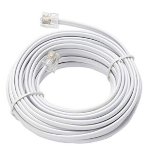 telephone extension line cord cable wire, land phone line, white, 25ft, standard rj11 plugs