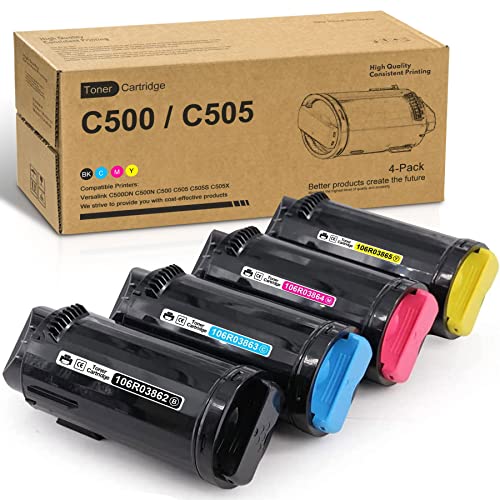 Versalink C500 / C505 Standard Capacity Toner Cartridge (4-Pack, BK/C/M/Y) Replacement for Xerox Versalink C500 C500DN C500N C505 C505DN C505N C505S Printer - 106R03862 106R03863 106R03864 106R03865