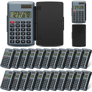 24 pieces pocket calculator 8 digit display basic calculators solar battery dual power office calculators with flip open cover for desktop home office school students scientific kids