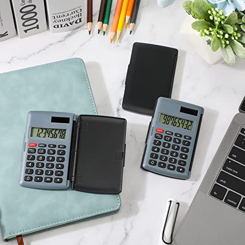 24 Pieces Pocket Calculator 8 Digit Display Basic Calculators Solar Battery Dual Power Office Calculators with Flip Open Cover for Desktop Home Office School Students Scientific Kids