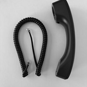 The VoIP Lounge Replacement Black Handset with Curly Cord for NEC Univerge DT300 DTL/ITL Series Phone 2E 6DE 12D 24D 32D 8LD SL2100 (Not Compatible with All NEC Phones - See Below)