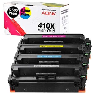 4pk 410x compatible m477fdw toner cartridge, replacement for hp 410x high yield toner cf410a 410a cf410x cf411x cf412x cf413x fits for hp color laserjet pro mfp m477fdw m452dn m477fdn m477fnw m477