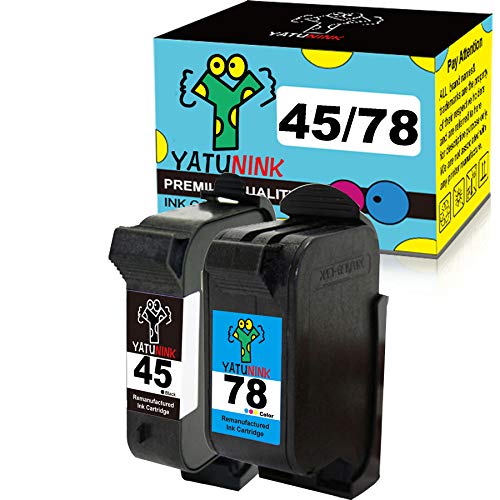 YATUNINK Remanufactured Ink Cartridge Replacement for HP 45 78 Ink Cartridge 51645A C6578DN (1Black 1Color,2 Pack)