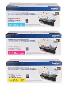 brother genuine super high yield cyan, magenta and yellow toner cartridge set, tn436c, tn436m, tn436y