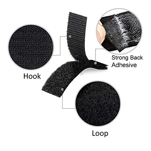 Melsan 1x4 inch Hook and Loop Strips with Adhesive - 15 Sets, Strong Back Adhesive Fasten Mounting Tape for Home or Office Use - Instead of Holes and Screws, Black