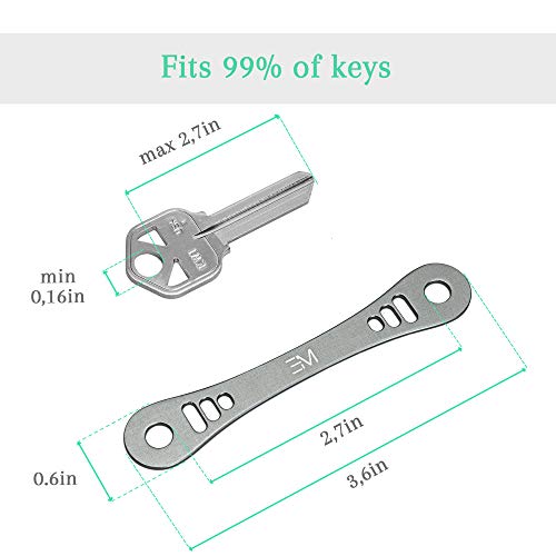 Compact Key Holder for Keychain for Up To 14 Keys - Aircraft Grade Aluminum Key Organizer Keychain, Minimalist Style Key Chain Pocket Clip Design Grey