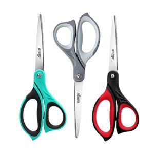 livingo 8.5″ scissors all purpose, 3 pack ultra sharp blade shears, professional ergonomic comfort grip scissors for office school home supplies fabric sewing diy cutting general use