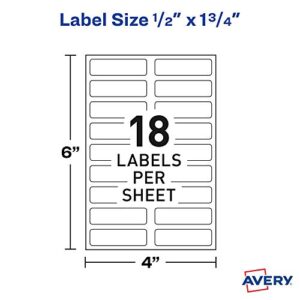 Avery No Iron Fabric Labels, 0.5” x 1.75”, Matte White, Handwrite Only, 2 Pack, 108 Labels Total (32130)