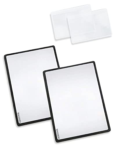 MAGDEPO Page Magnifying Sheet 3X Lightweight Optical Plastic Fresnel Lens with 3X Card Magnifiers, for Reading Small Prints, Map, Book, Magazine, etc.