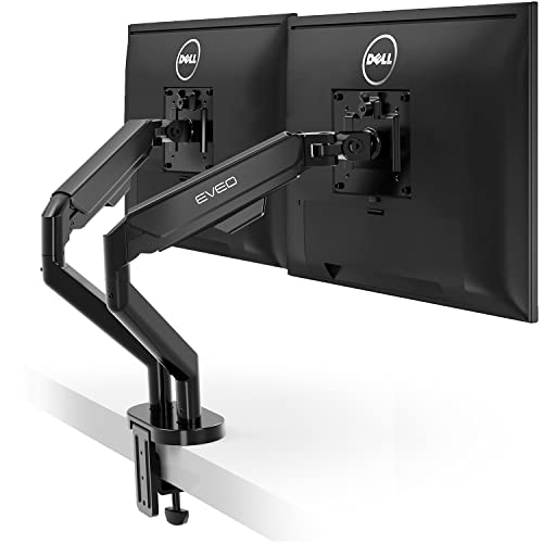 EVEO Premium Dual Monitor Stand 10-32”,Dual Monitor Mount VESA Bracket, Adjustable Height Gas Spring Monitor Stand for Desk Screen - Full Motion Dual Monitor Arm-Computer Monitor Stand for 2 Monitors